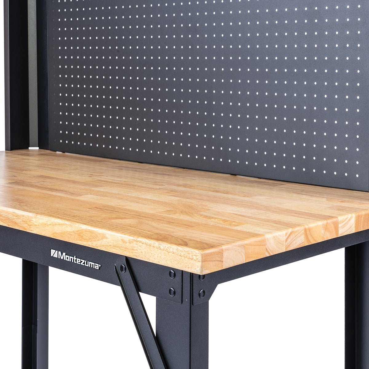 4' Adjustable Height Steel Workbench with Pegboard Back Wall – Montezuma